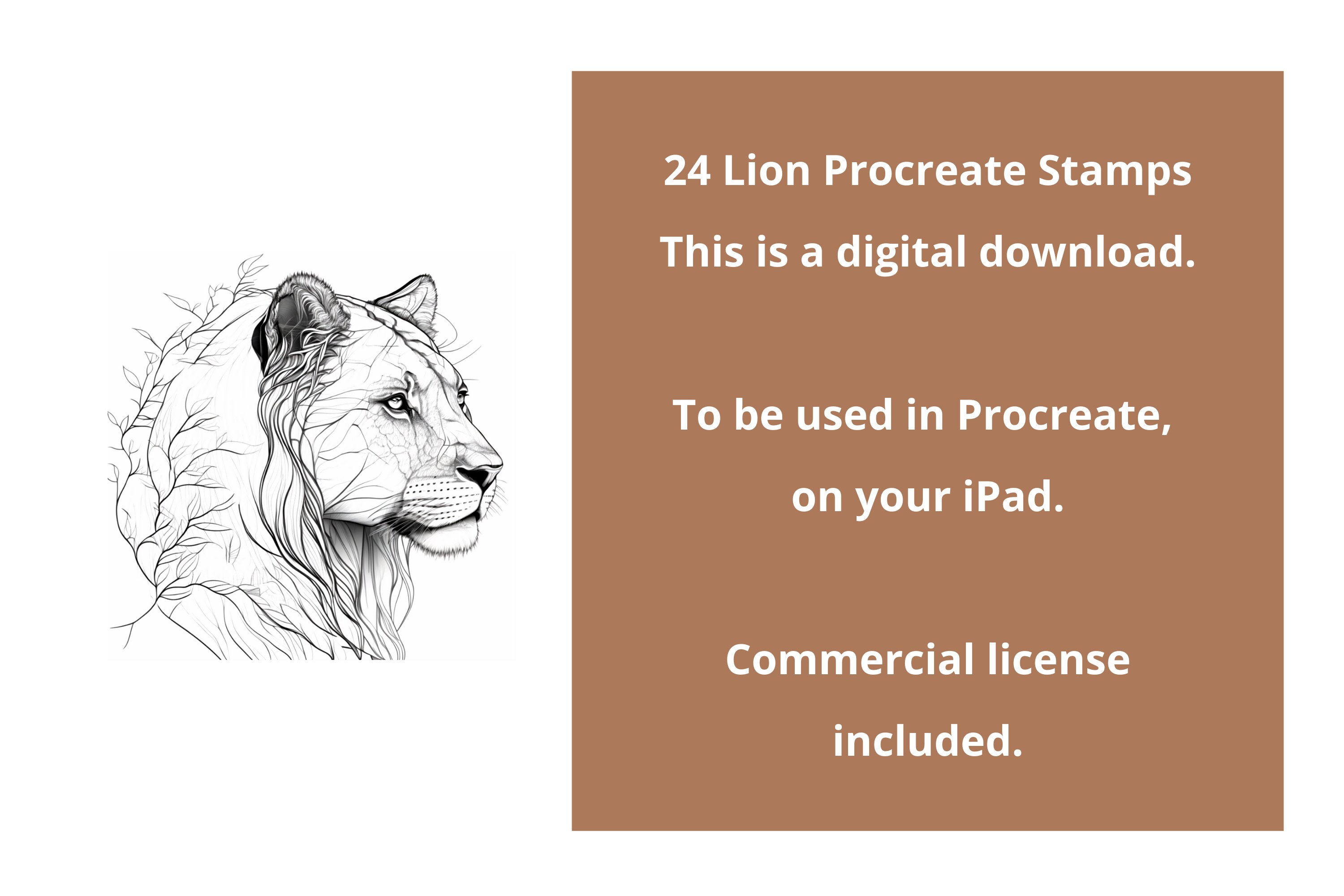 Lion Procreate Stamp, Lion Stamps, Lion and Cubs Tattoo Procreate ...