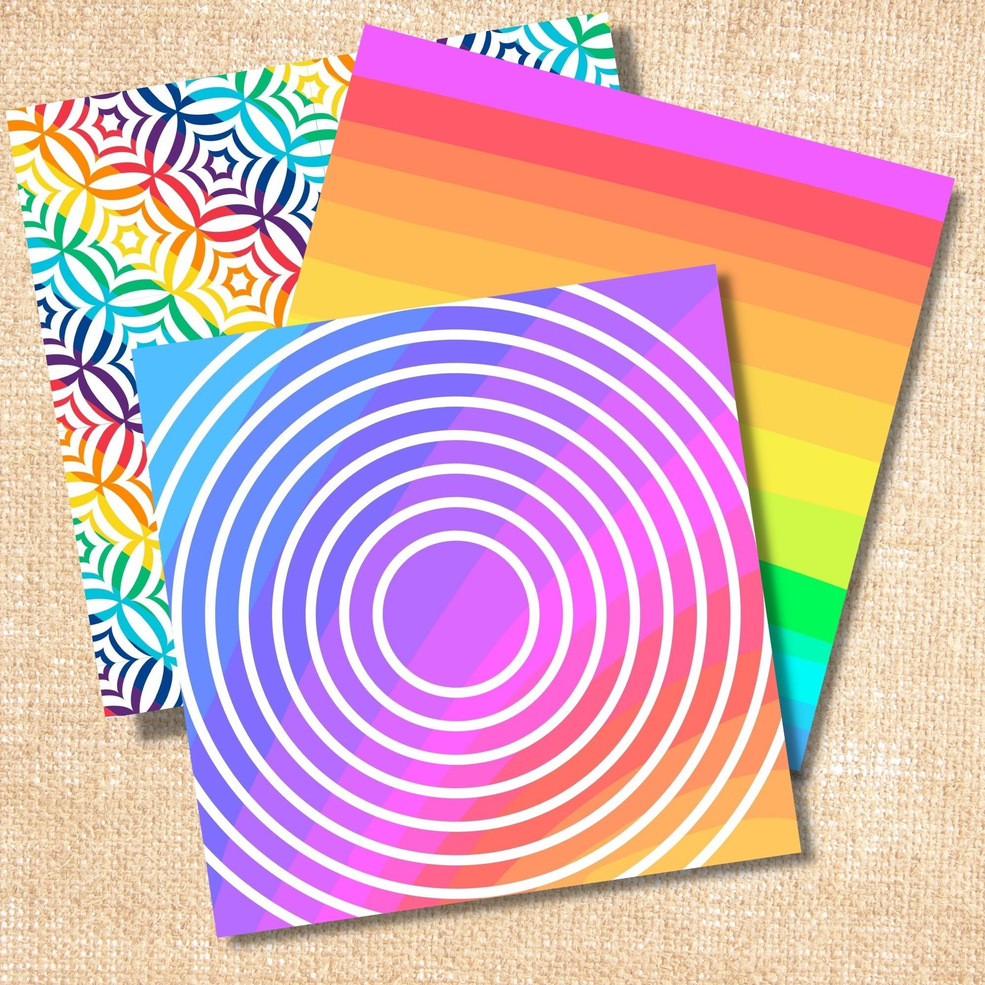 Fun Digital Paper, Rainbow Digital Paper, 12 Bright Pages, Digital ...