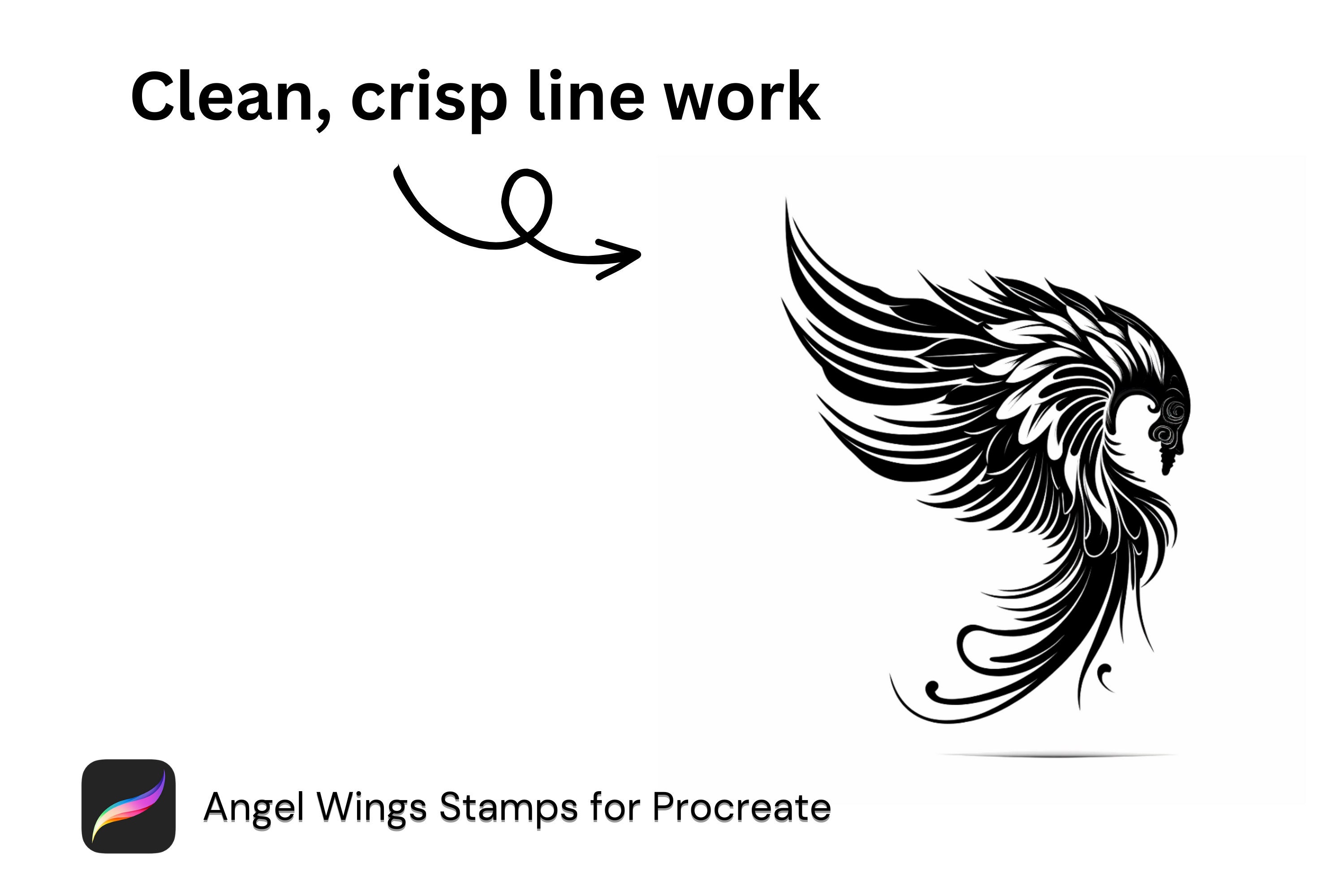 Angel Wings Stamps, Procreate Tattoo, Tattoo Stencil, Angel Wing ...