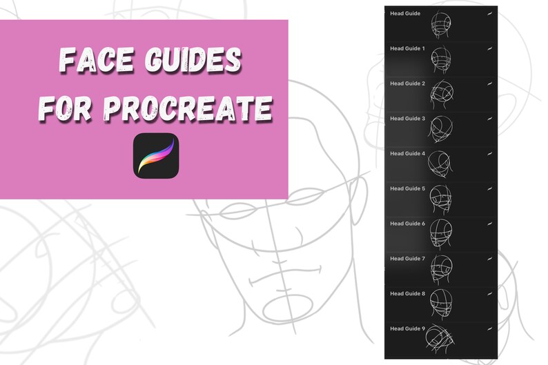 27 Face Stamps for Procreate, Procreate Head Guides, Procreate Faces ...