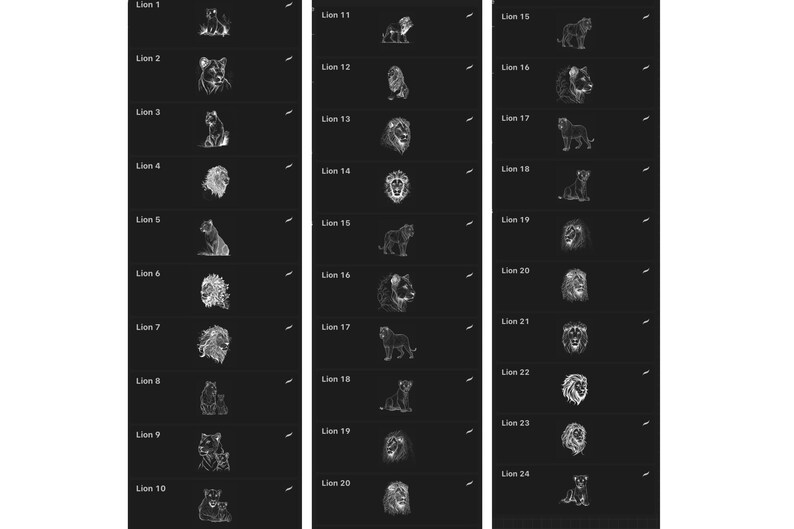 Lion Procreate Stamp, Lion Stamps, Lion and Cubs Tattoo Procreate ...