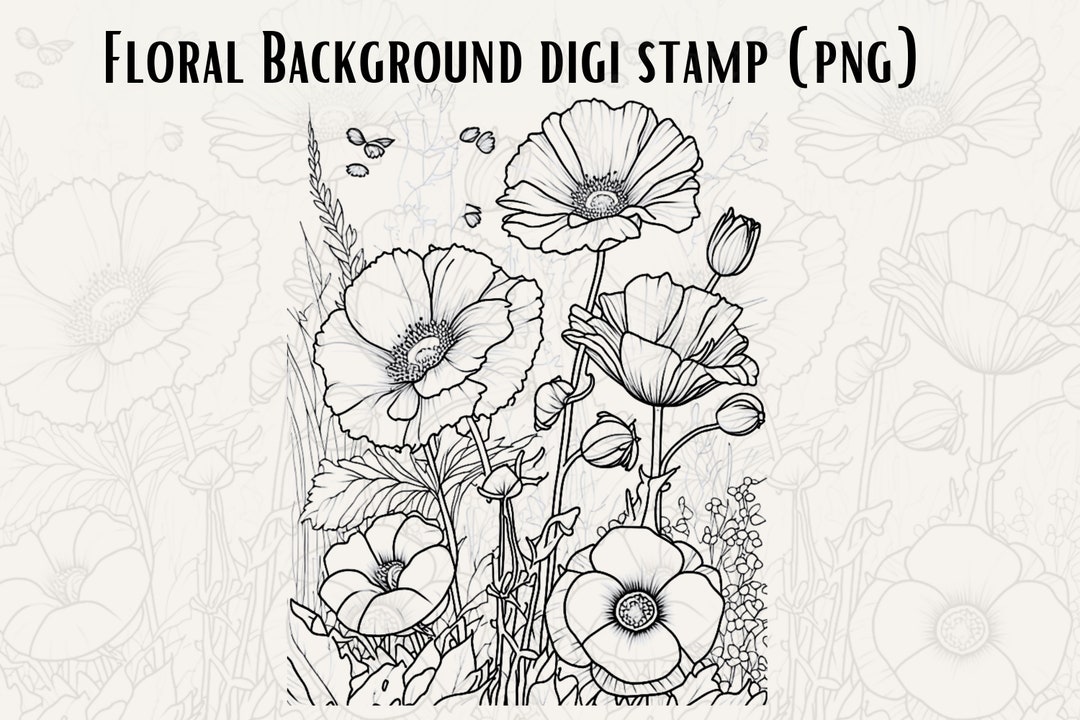 Floral Digi Stamp Background,spring Digi Stamp,procreate Stamp ...