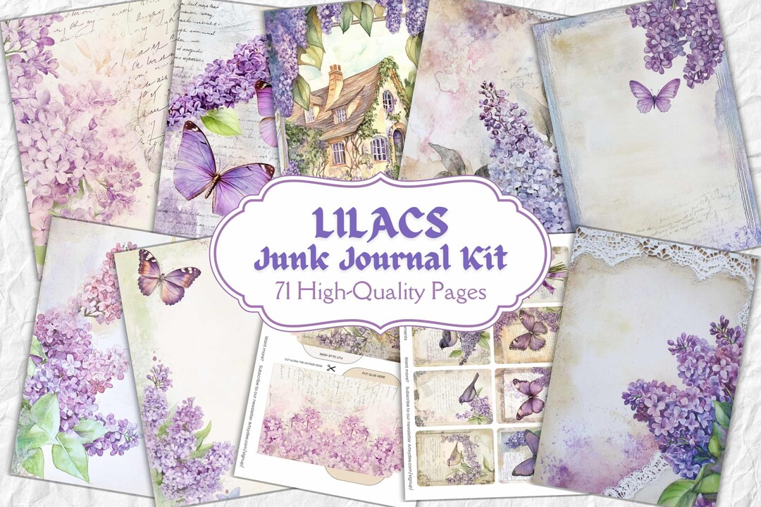 Lilacs Junk Journal, Lilacs Journal, Junk Journal Kit, Junk Journal ...