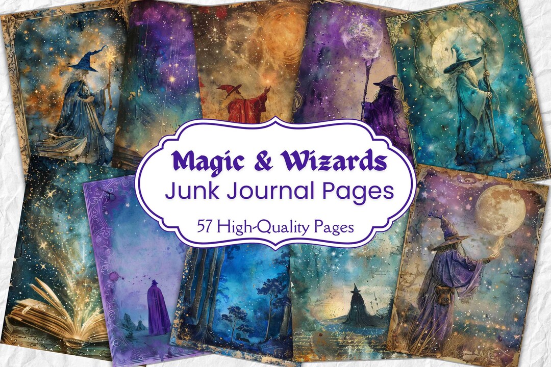 Magic & Wizards Junk Journal Pages, Wizard Junk Journal, Magic Junk ...