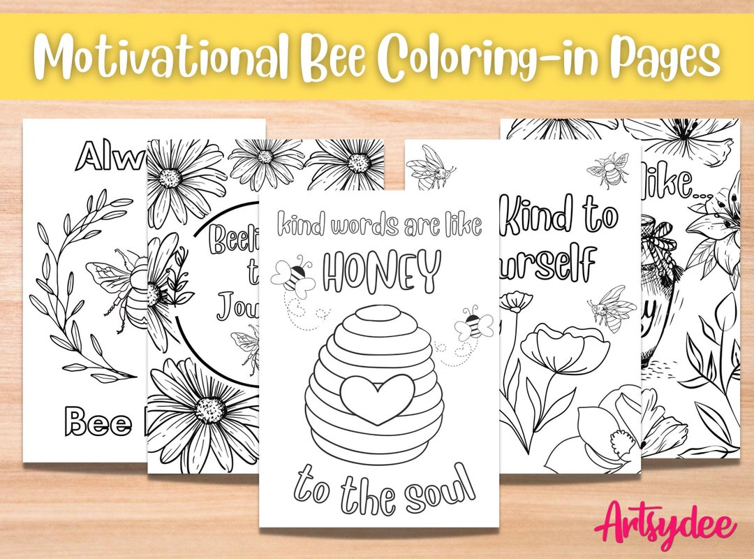 Motivational Bee Coloring in Pages, Procreate Coloring in Pages ...