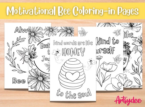 Motivational Bee Coloring in Pages Procreate Coloring in - Etsy