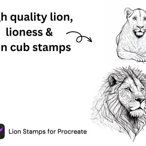 Lion Procreate Stamp, Lion Stamps, Lion and Cubs Tattoo Procreate ...