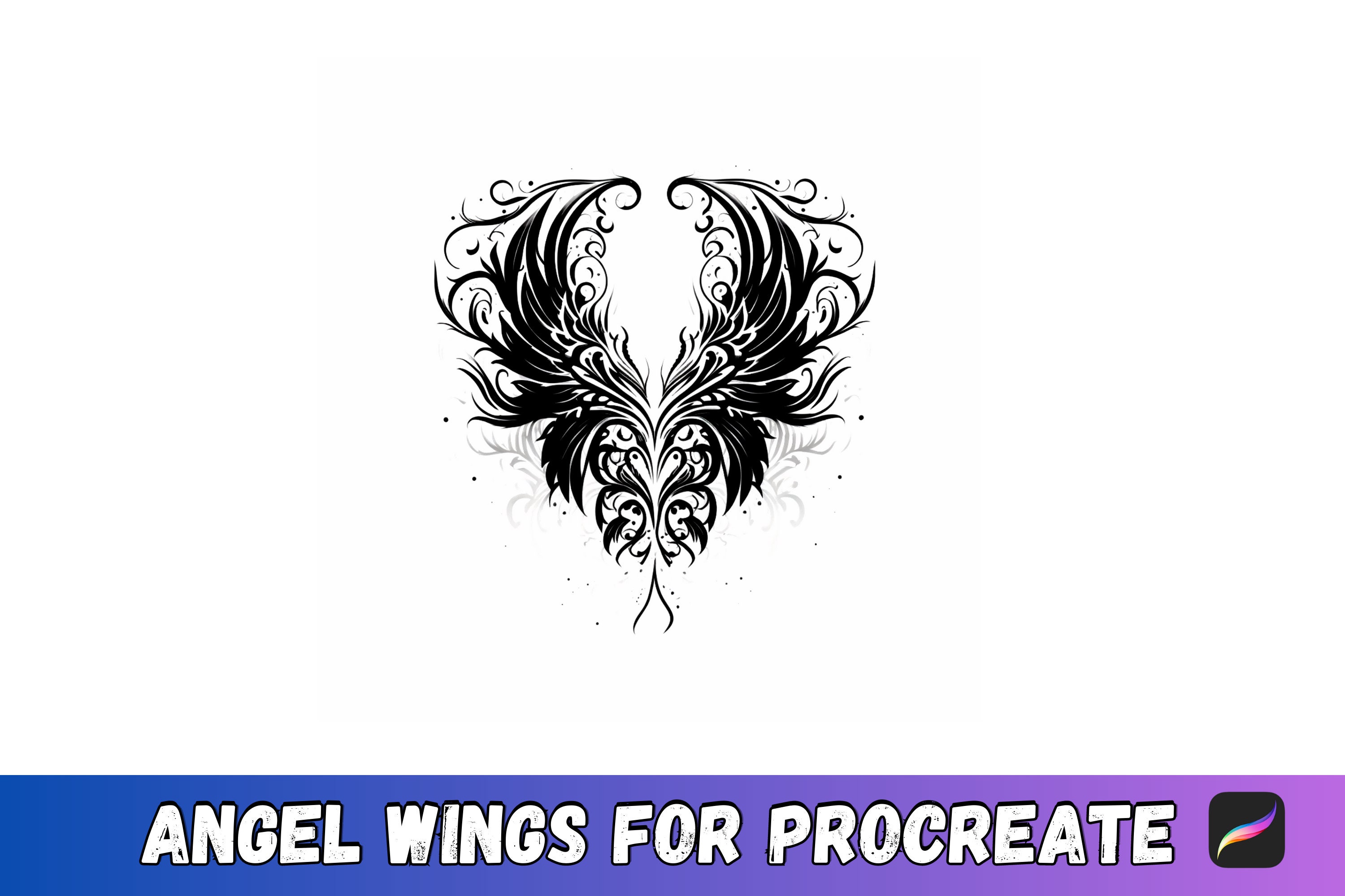 Angel Wings Stamps, Procreate Tattoo, Tattoo Stencil, Angel Wing ...
