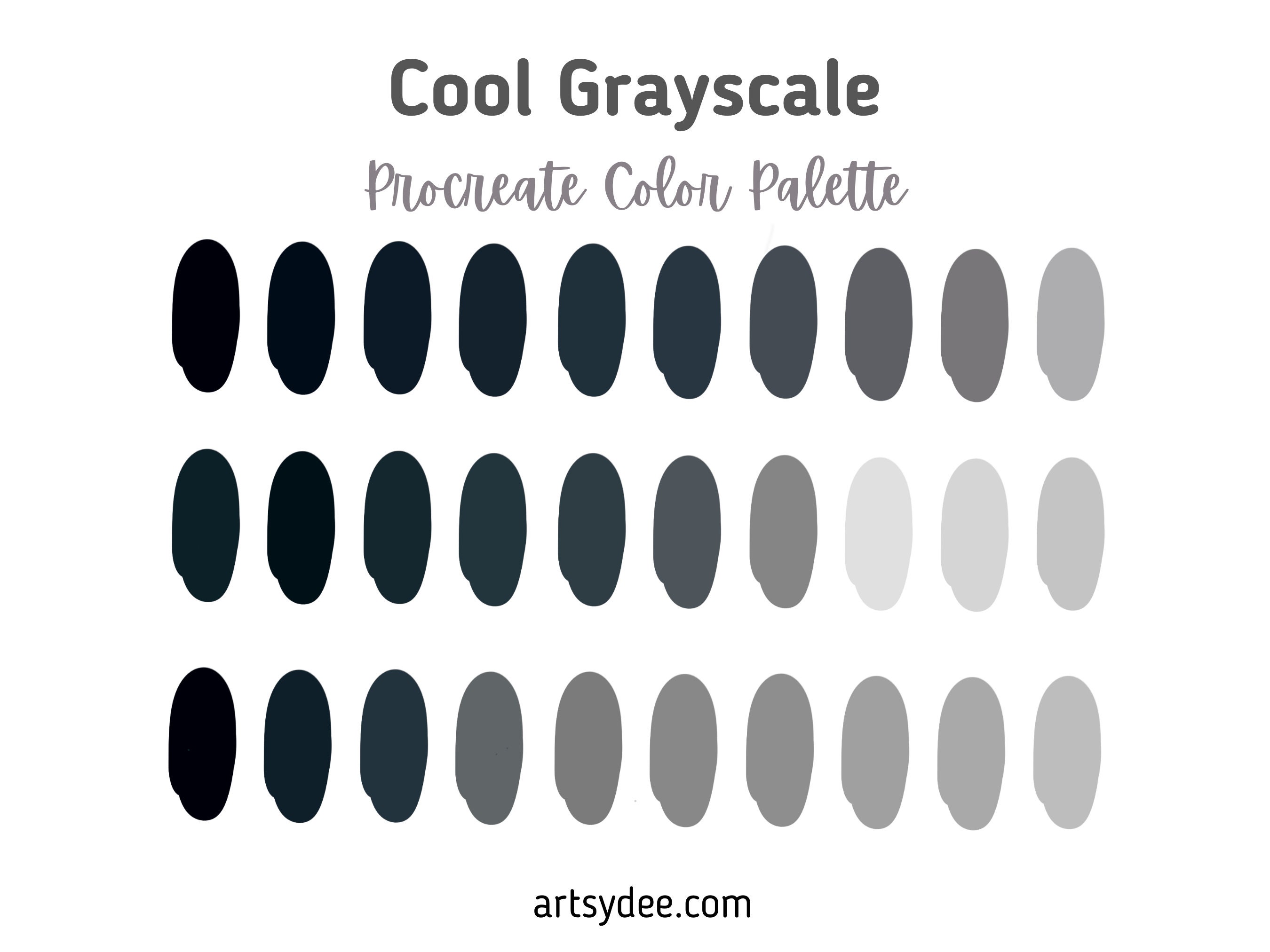 Grayscale Procreate Palette Color Palette Procreate Colors Etsy