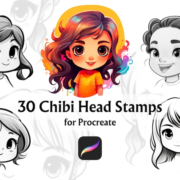 Chibi Head Procreate, Chibi Hair, Chibi Procreate, Chibi Stamps ...