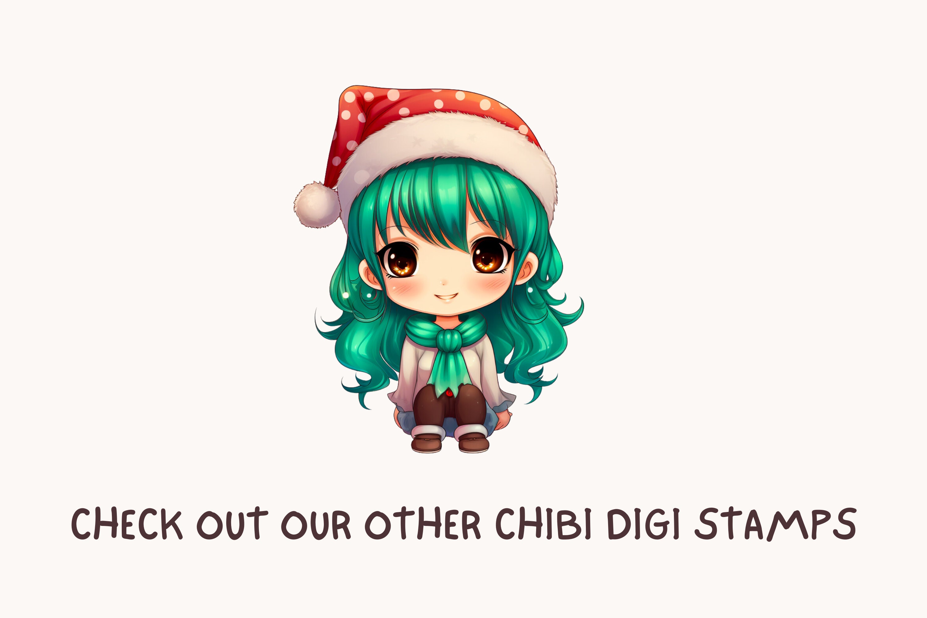 Christmas Chibi, Chibi Cat, Cute Chibi Cat, Digi Stamp, Card Making ...