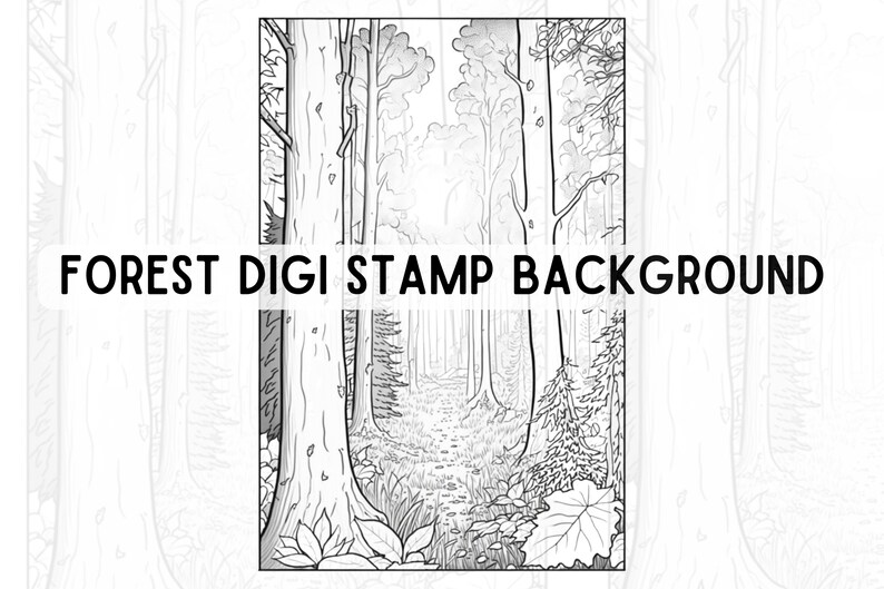 Forest Digi Stamp Background, Digi Stamp, Procreate Stamp, Procreate ...