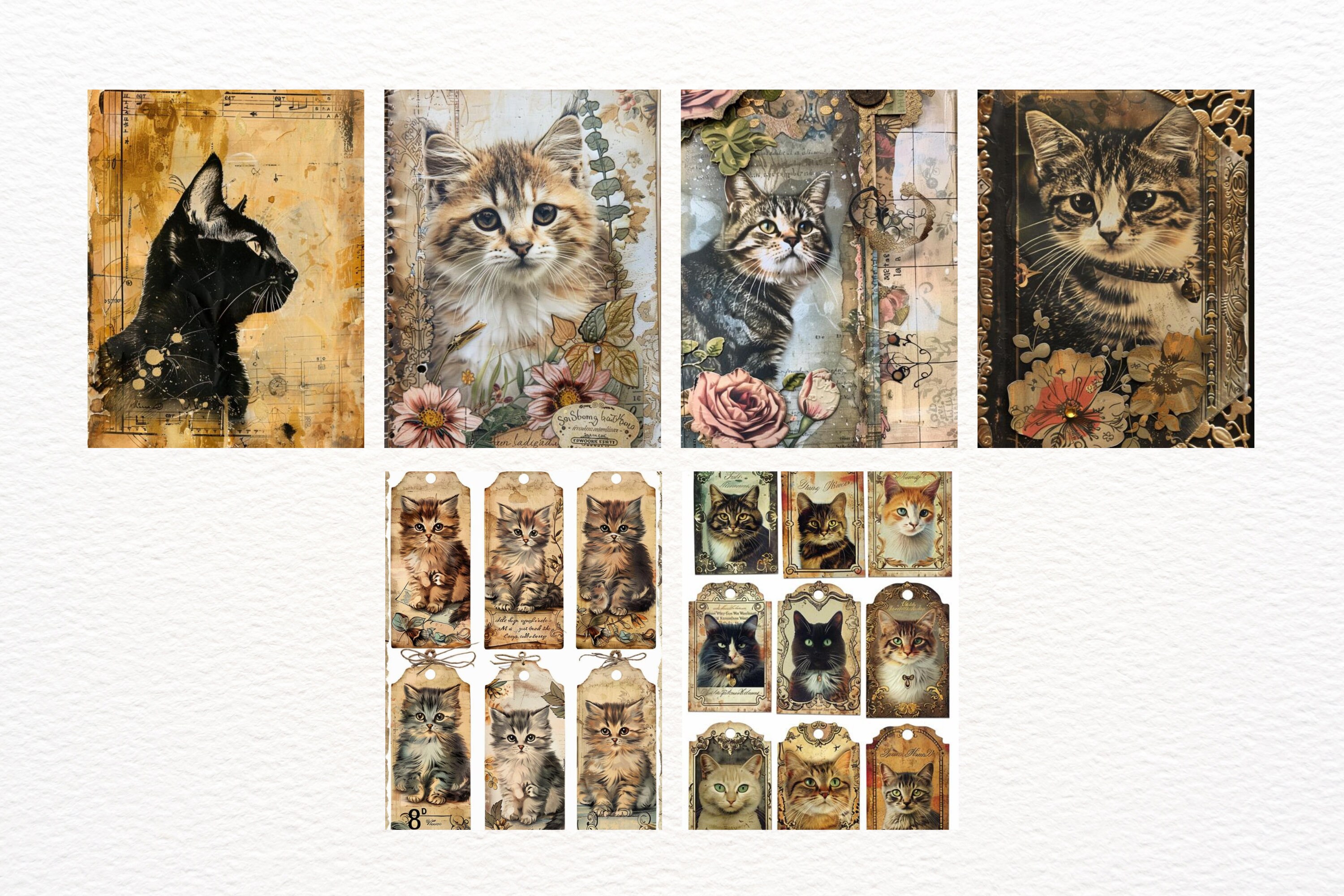 54 Kitty Cat Junk Journal Pages, Cat Junk Journal, Junk Journal Kit ...