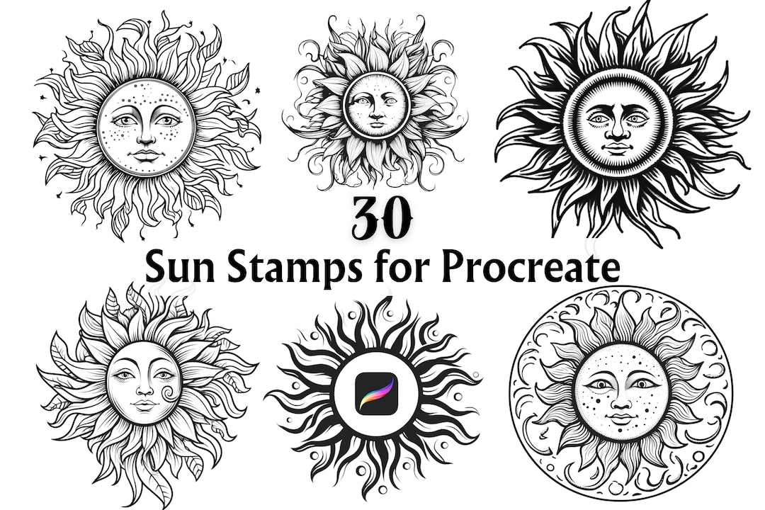Sun Stamp Procreate, Sun Stamps, Procreate Brushes, Procreate Stamps ...