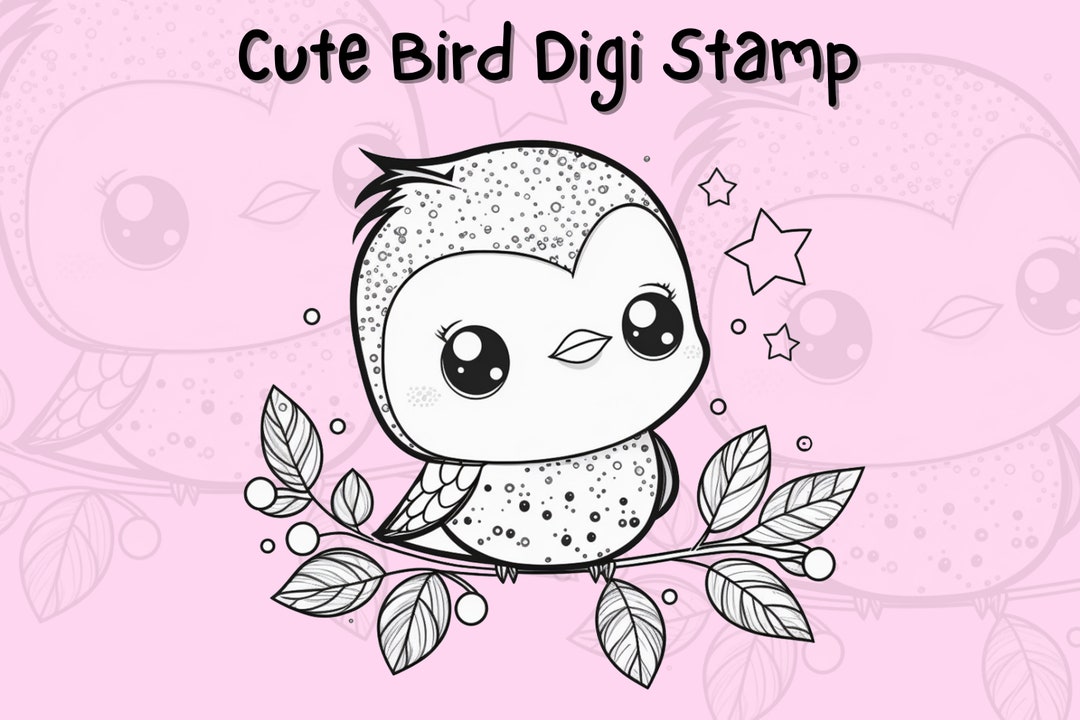 Cute Birds Digi Stamp, Procreate Stamp, Digi Stamp,digital Stamp ...