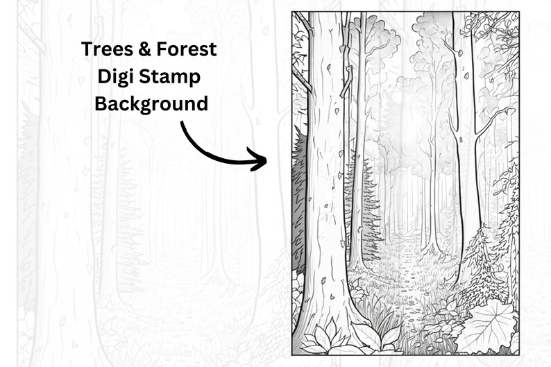 Forest Digi Stamp Background, Digi Stamp, Procreate Stamp, Procreate ...