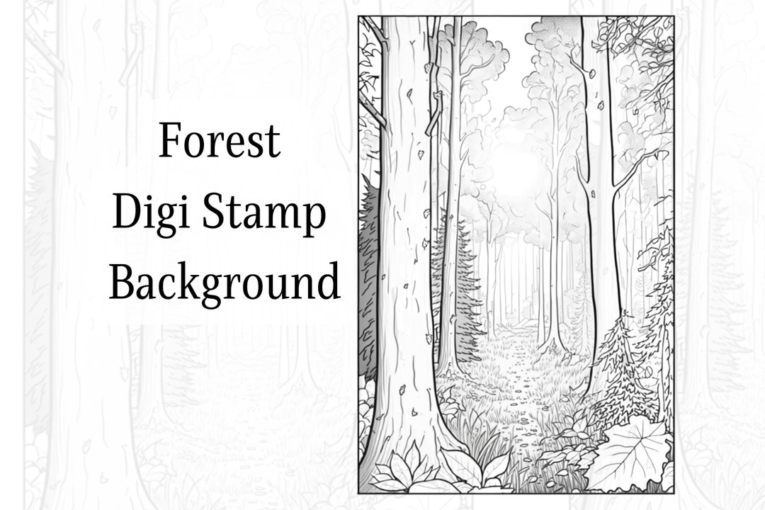 Forest Digi Stamp Background, Digi Stamp, Procreate Stamp, Procreate ...