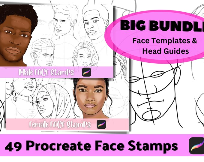 Manga Head Stamps for Procreate - Portrait Tool - Etsy Canada