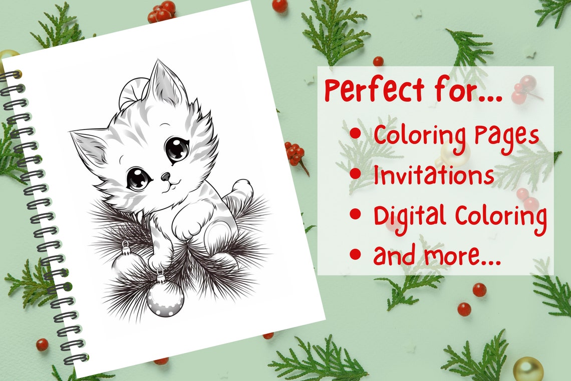 Christmas Chibi, Chibi Cat, Cute Chibi Cat, Digi Stamp, Card Making ...
