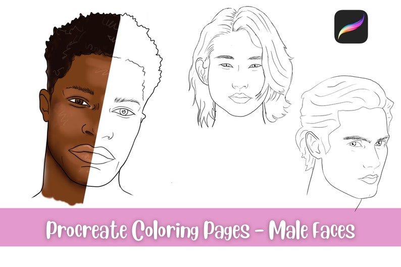 Male Color Pages Procreate, Procreate Coloring Page, Digital Coloring Book, Digital Coloring ...