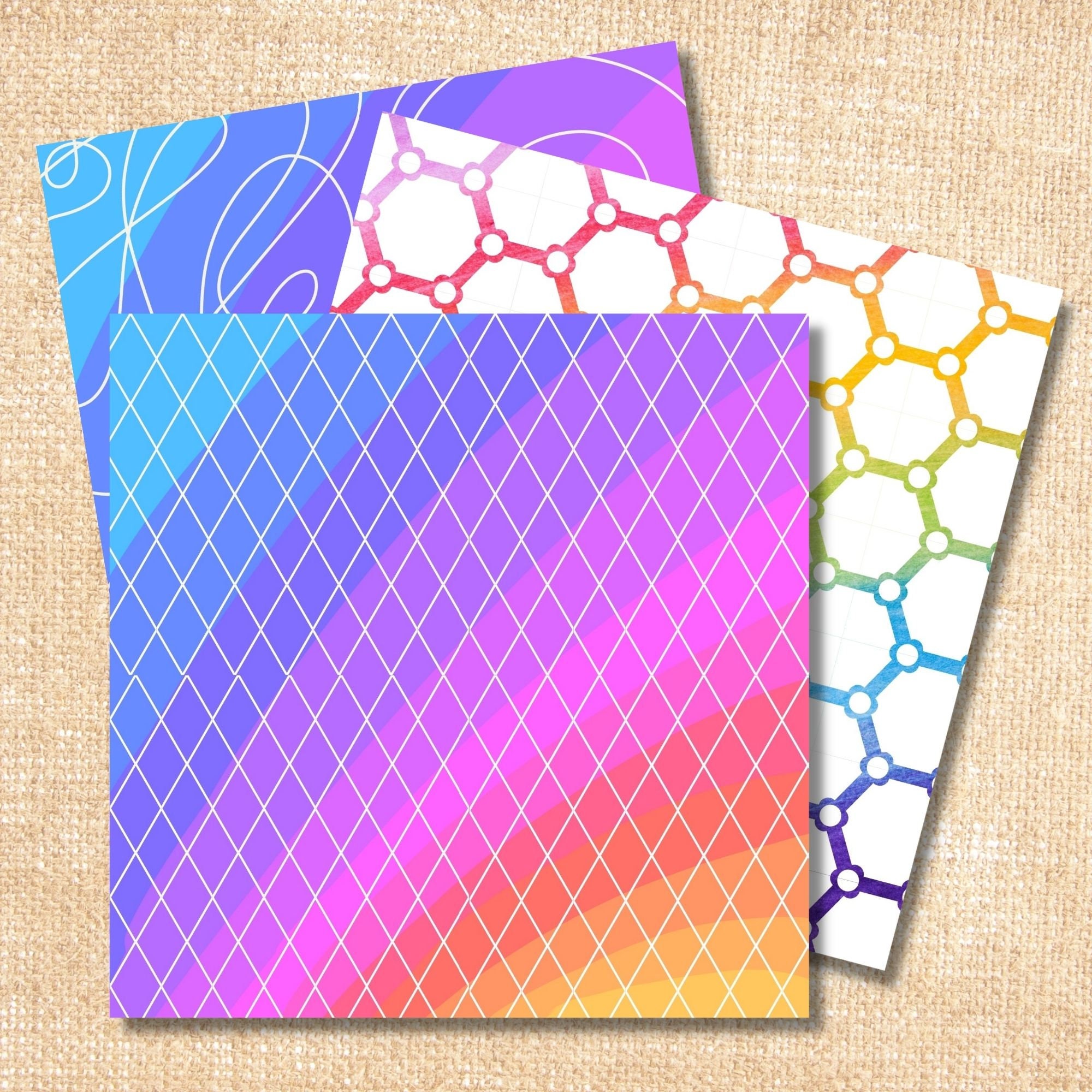 Fun Digital Paper, Rainbow Digital Paper, 12 Bright Pages, Digital ...