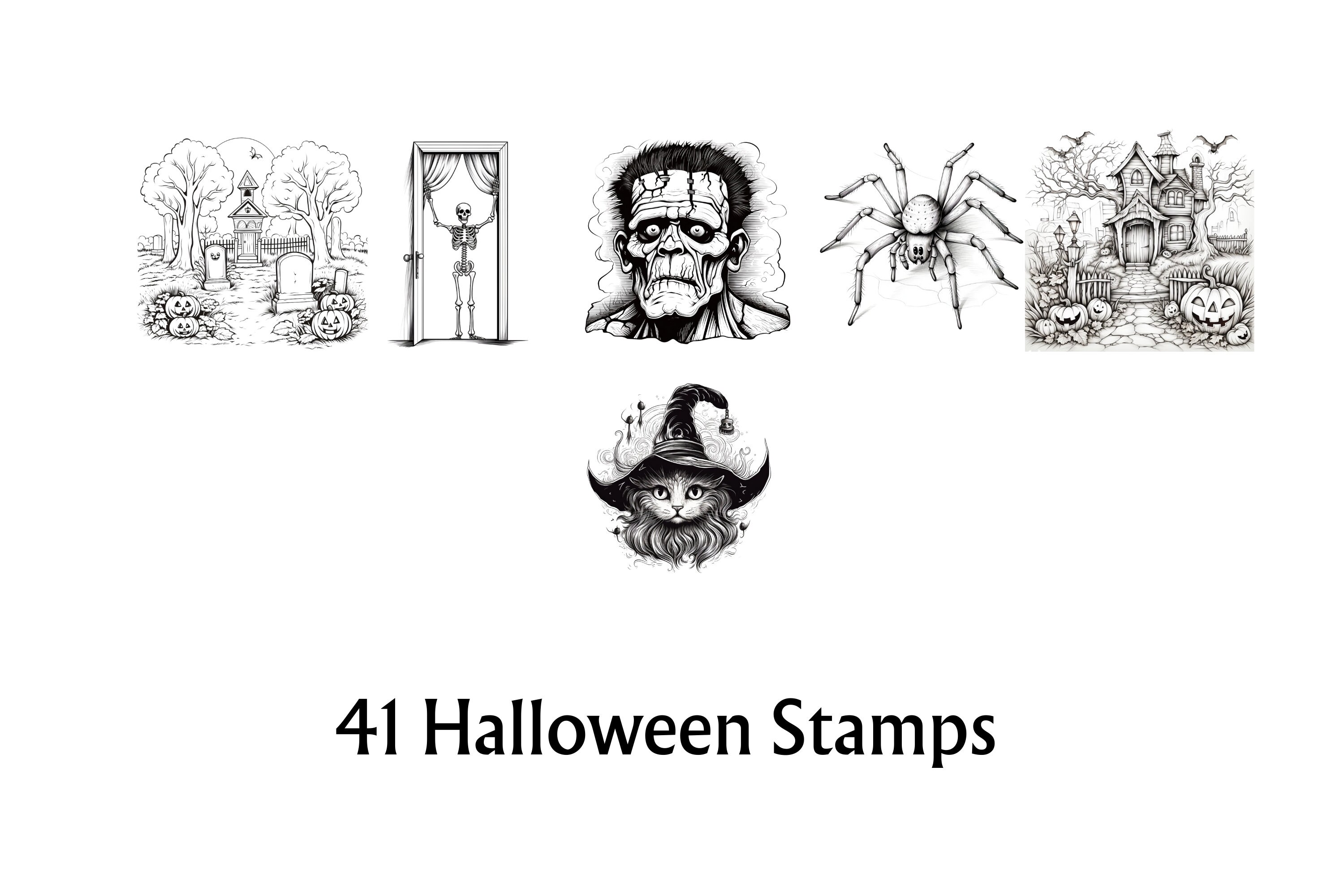 41 Halloween Digital Stamps, Digi Stamps, Digital Stamps, Halloween PNG ...