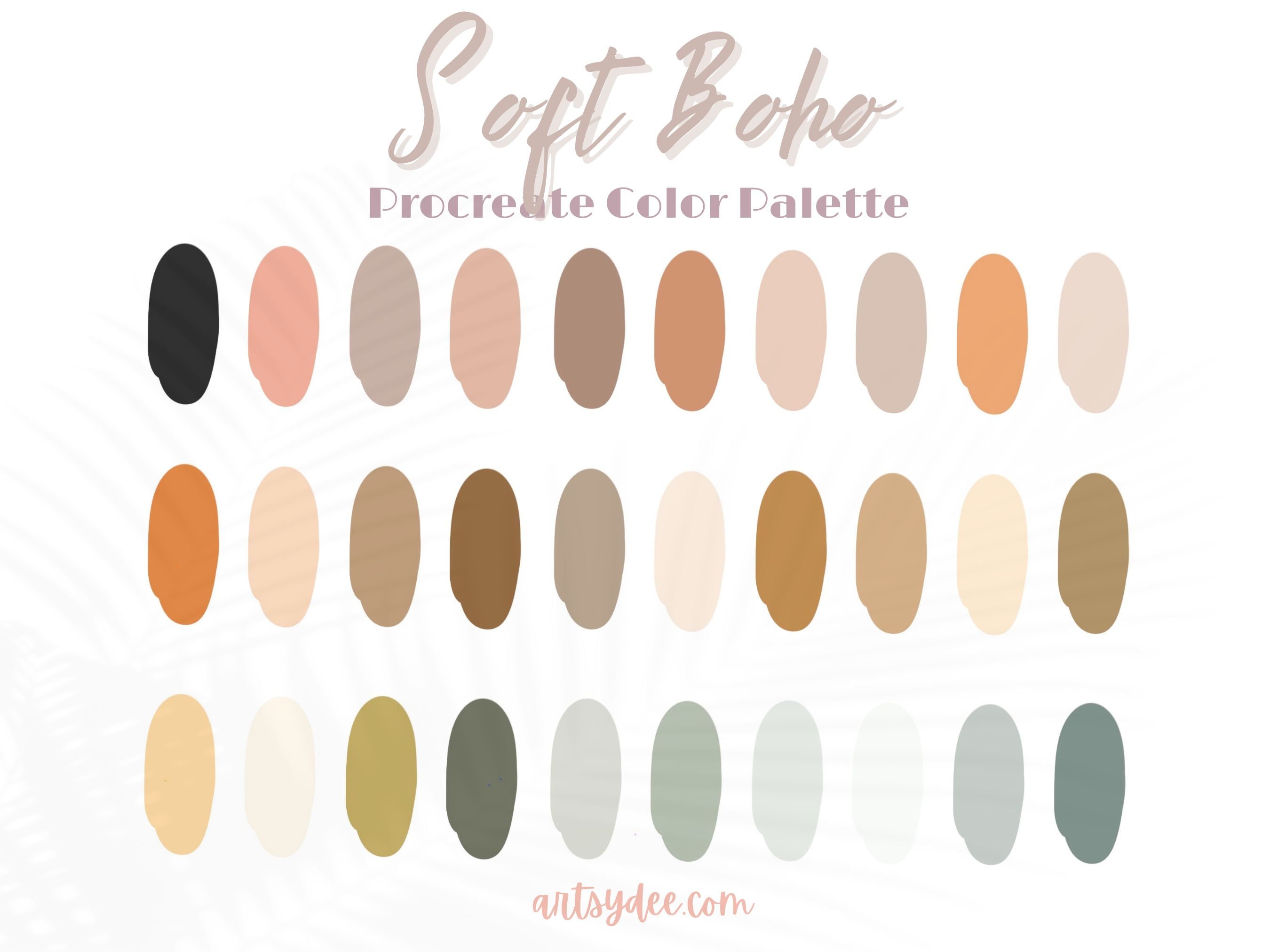Procreate Color Palette Boho Procreate Boho Palette Digital Downloads Color Swatches