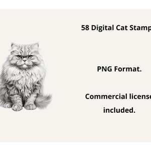 Cat Digital Stamp, Digital Cat Stamps, PNG, Digital Stamp, Digi Stamp ...