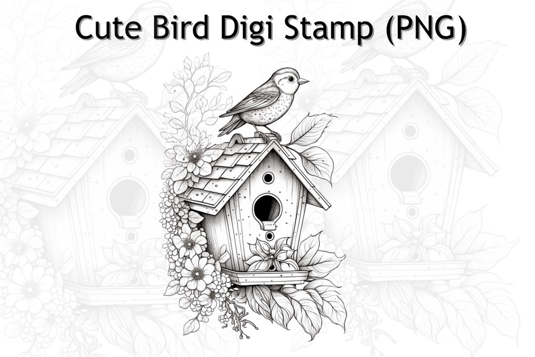 Cute Bird Digi Stamp, Procreate Stamps, Digi Stamp, Digital Stamp, Bird ...