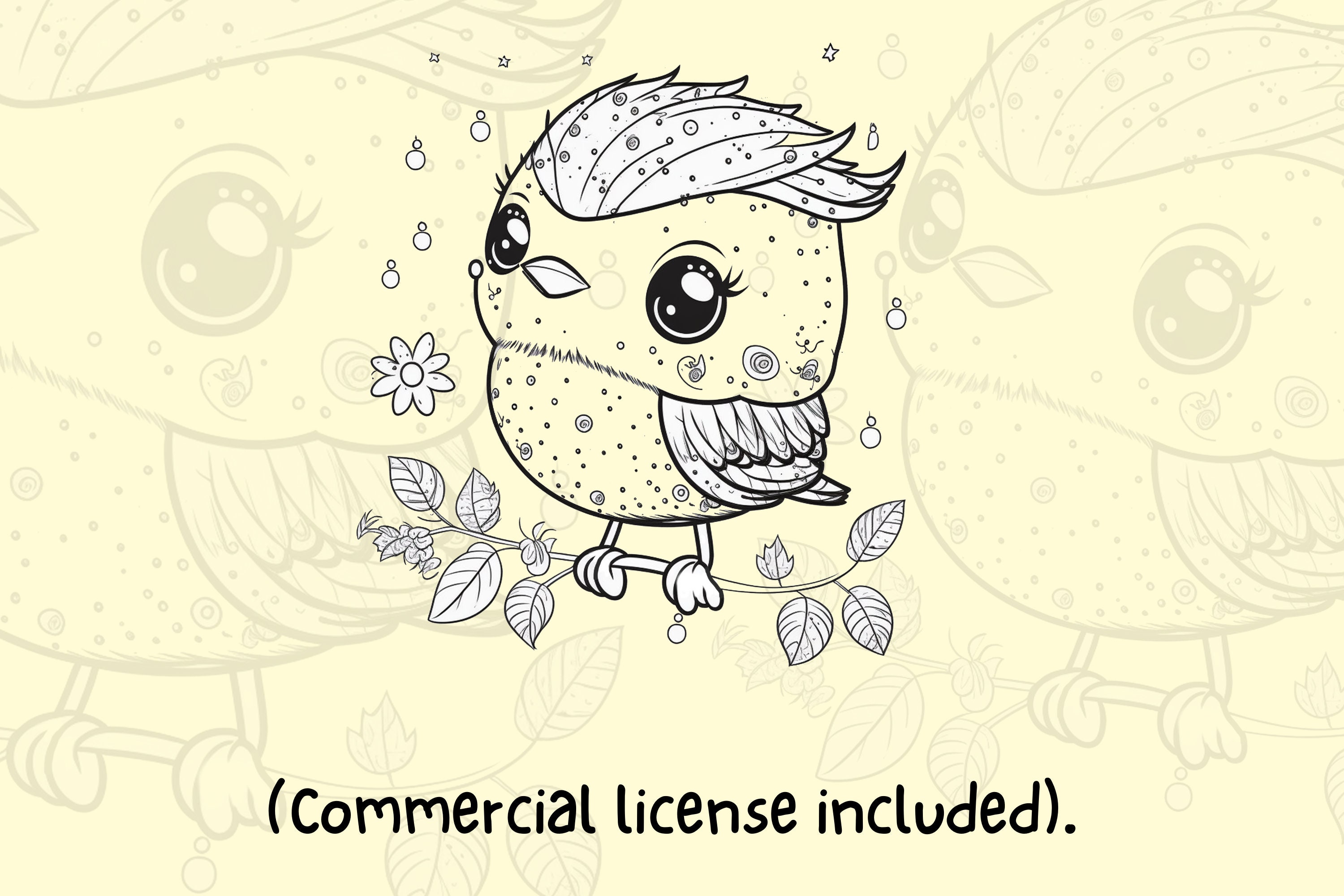 Cute Bird Digi Stamp, Cute Bird PNG, Digi Stamp,digital Stamp, Kawaii ...