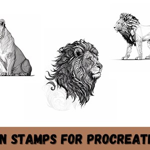 Lion Procreate Stamp, Lion Stamps, Lion and Cubs Tattoo Procreate ...