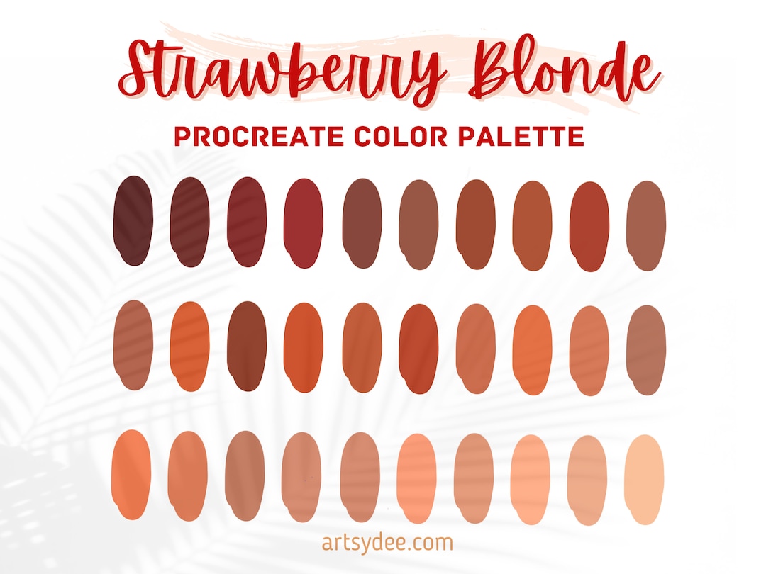 Strawberry Blonde Hair Color Palette Procreate, Hair Color Swatch ...