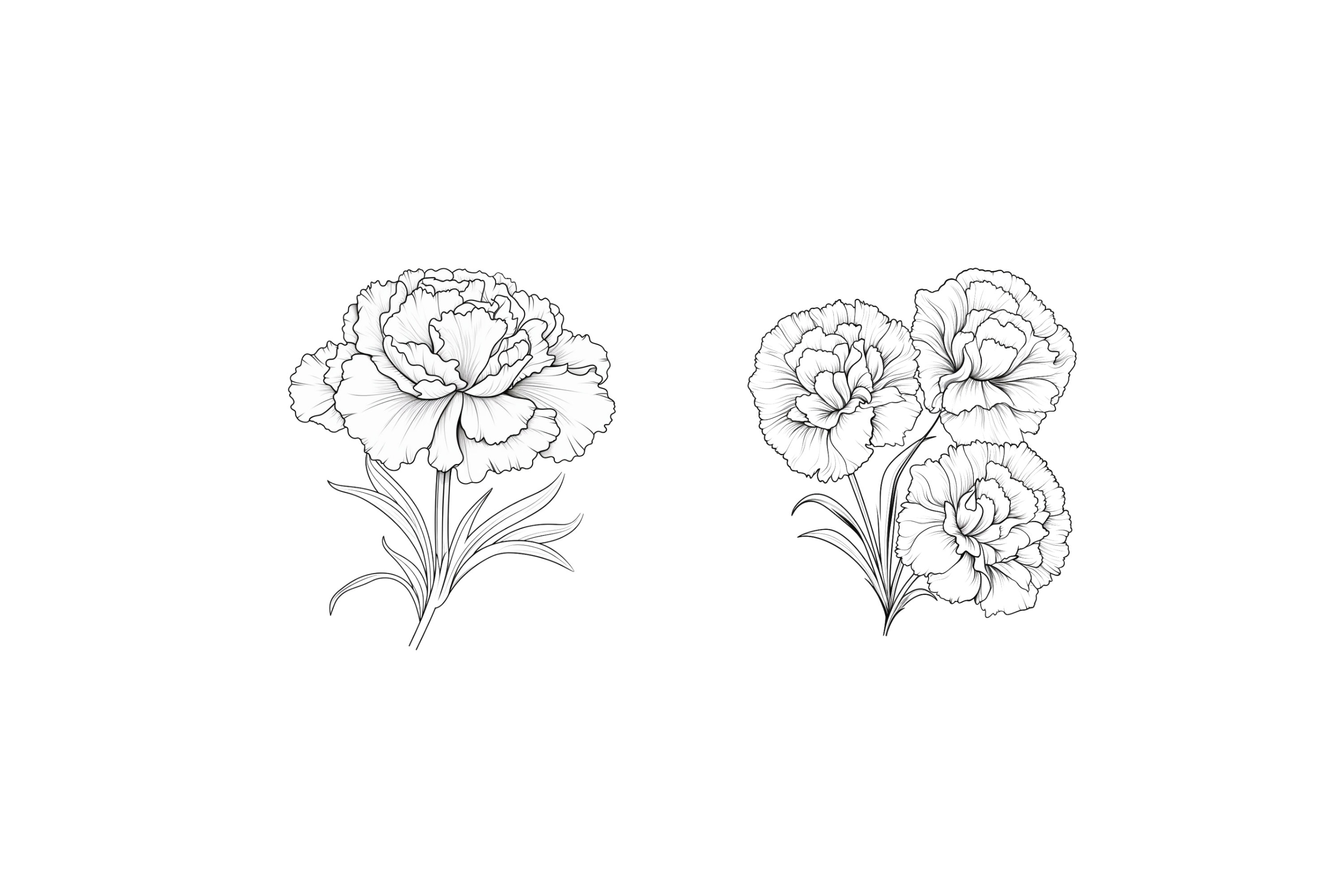 Carnation Digital Stamps, Carnation PNG, Carnation Hand Drawn ...