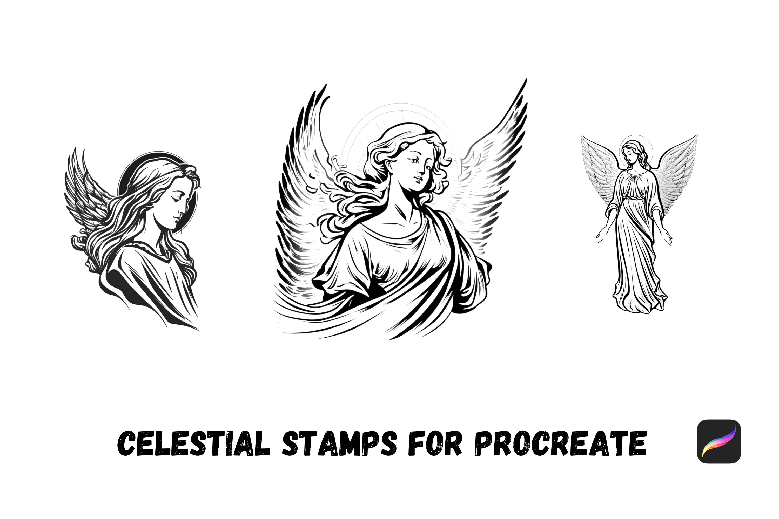 51 Angel Stamps Procreate, Angel Wing Stamp Procreate, Procreate Stamps ...