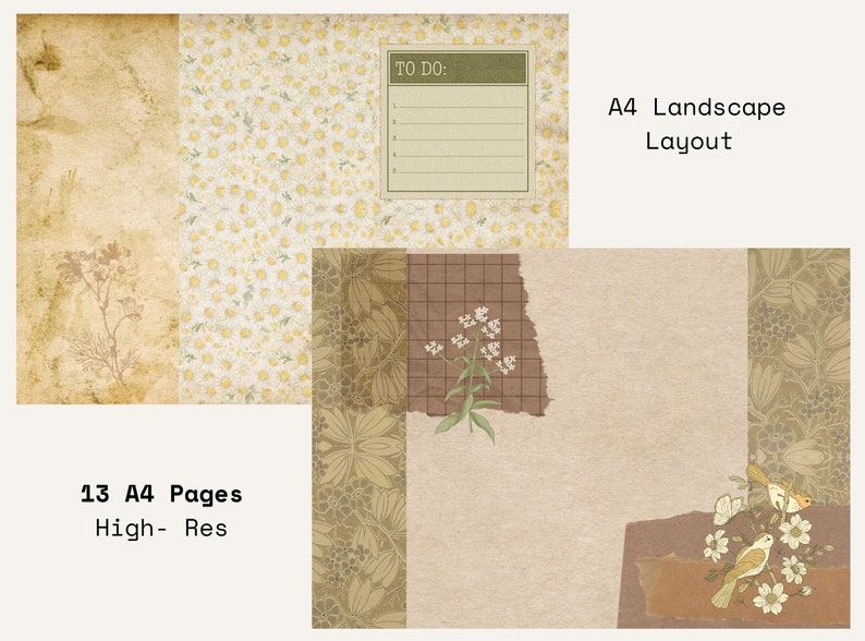 Spring Flowers Digital Paper, Collage Papers, Digital Ephemera, Junk ...