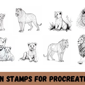 Lion Procreate Stamp, Lion Stamps, Lion and Cubs Tattoo Procreate ...