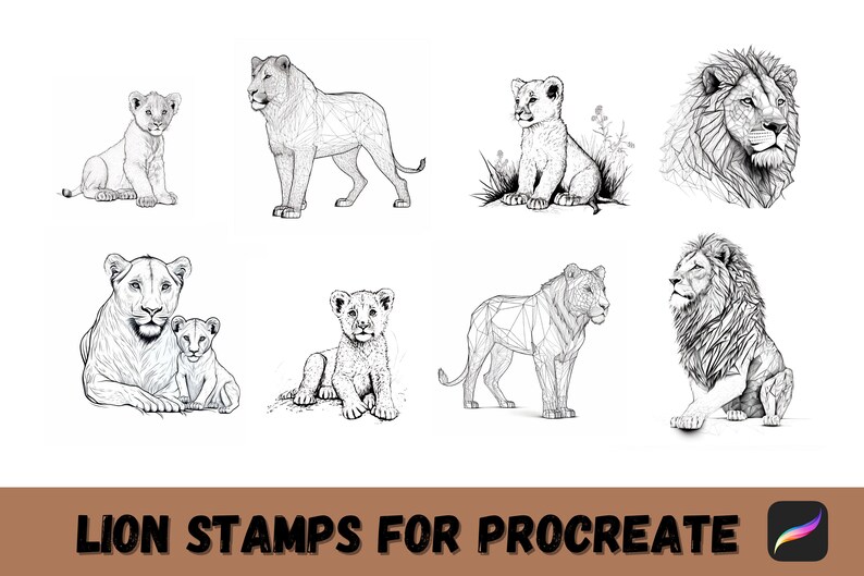 Lion Procreate Stamp Lion Stamps Lion and Cubs Tattoo - Etsy Norway