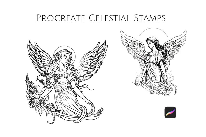 51 Angel Stamps Procreate, Angel Wing Stamp Procreate, Procreate Stamps ...