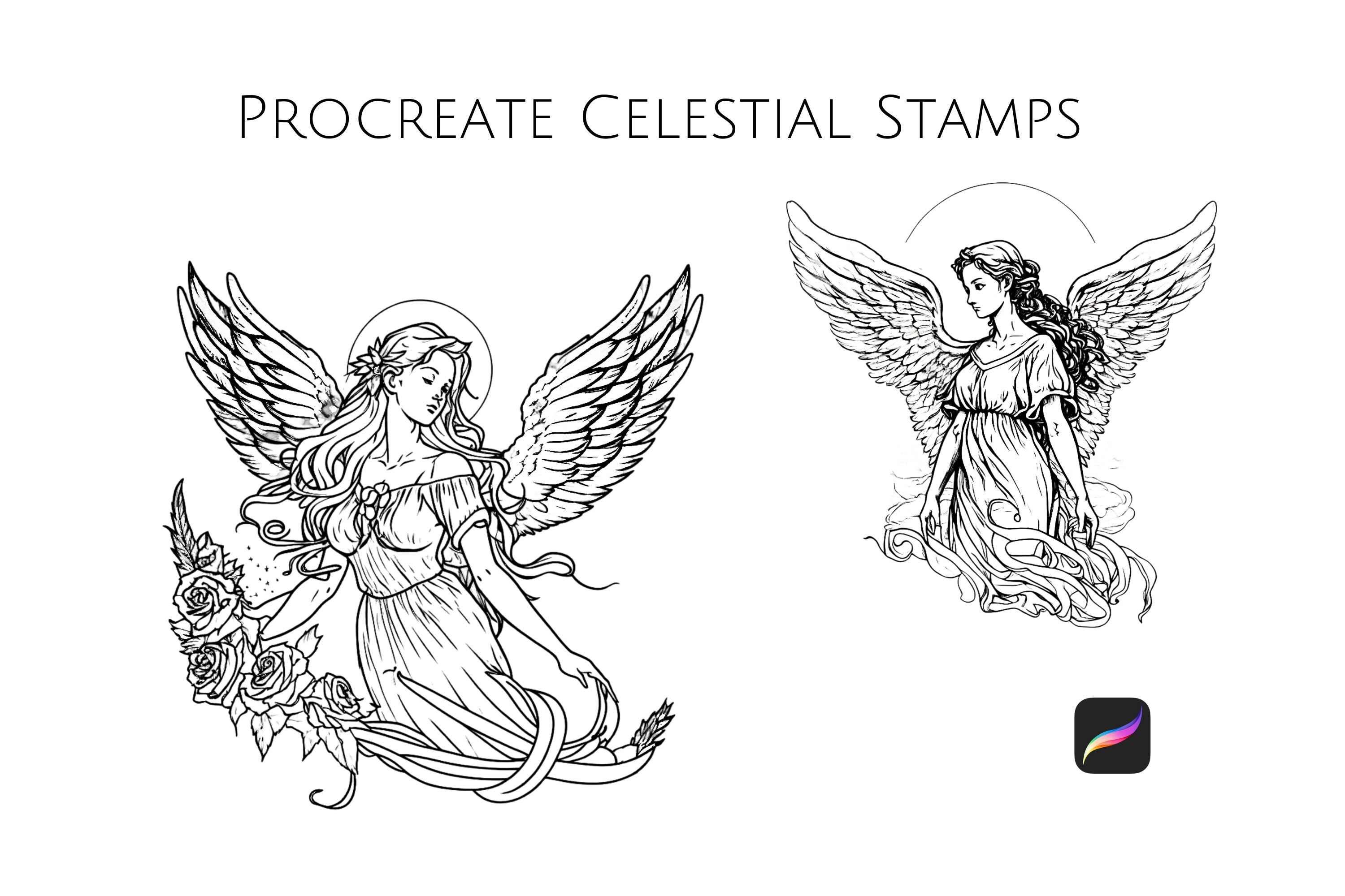 51 Angel Stamps Procreate, Angel Wing Stamp Procreate, Procreate Stamps ...