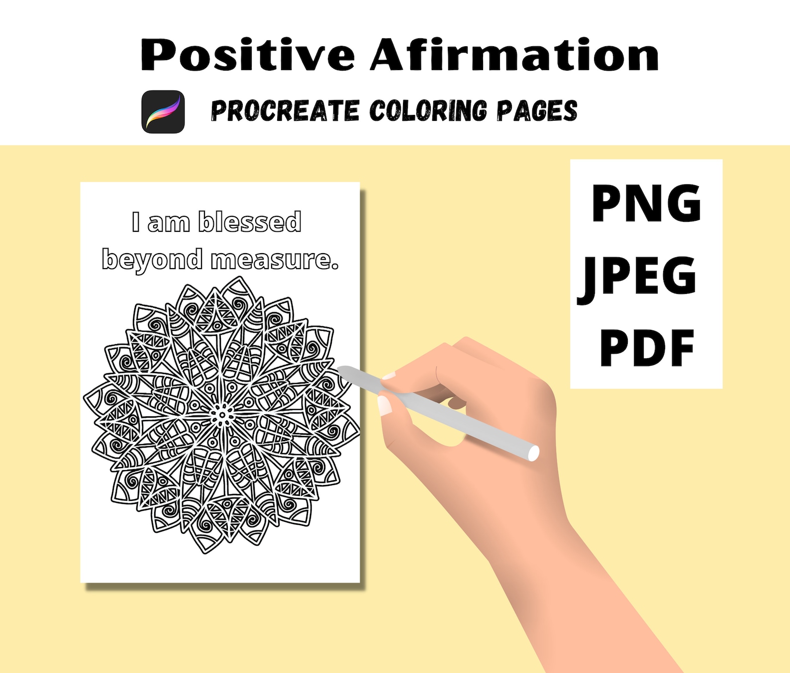 Think Positively Printables Procreate Coloring Coloring - Etsy