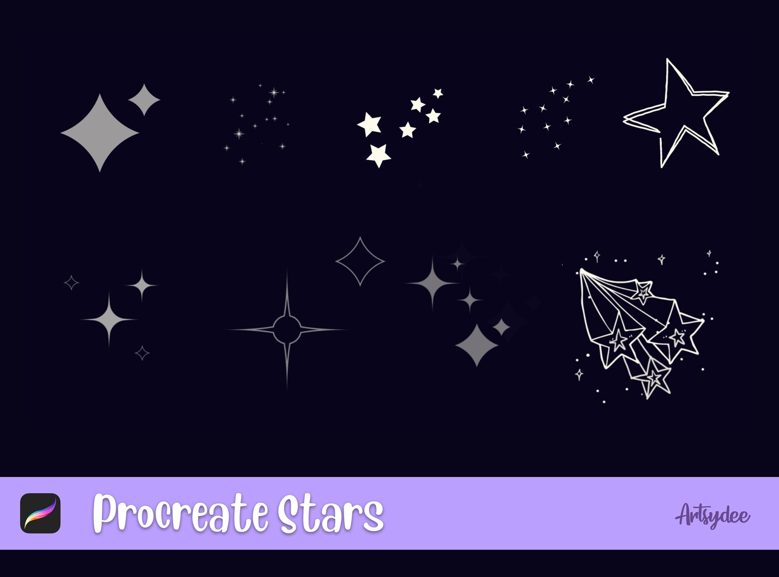 Stars Procreate, Star Procreate Stamps, Sparkle, Procreate Brushes ...