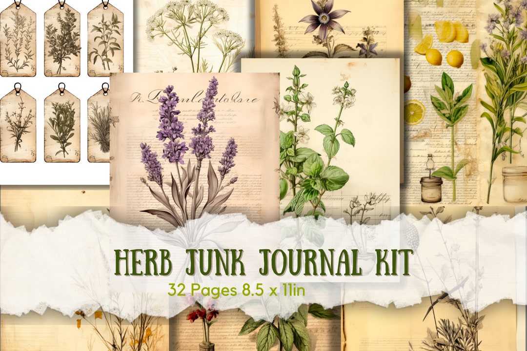 Herb Junk Journal Pages, Herb Garden Junk Journal, Junk Journal Kit ...