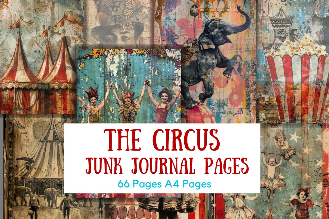 66 Circus Junk Journal Pages, Circus Junk Journal Kit, Circus Journal ...