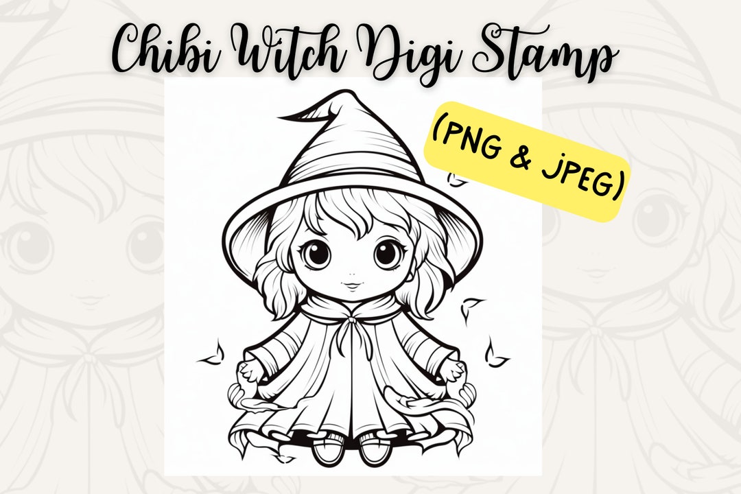 Chibi Digi Stamp, Chibi Witch, Halloween Chibi, Halloween Digi Stamp ...