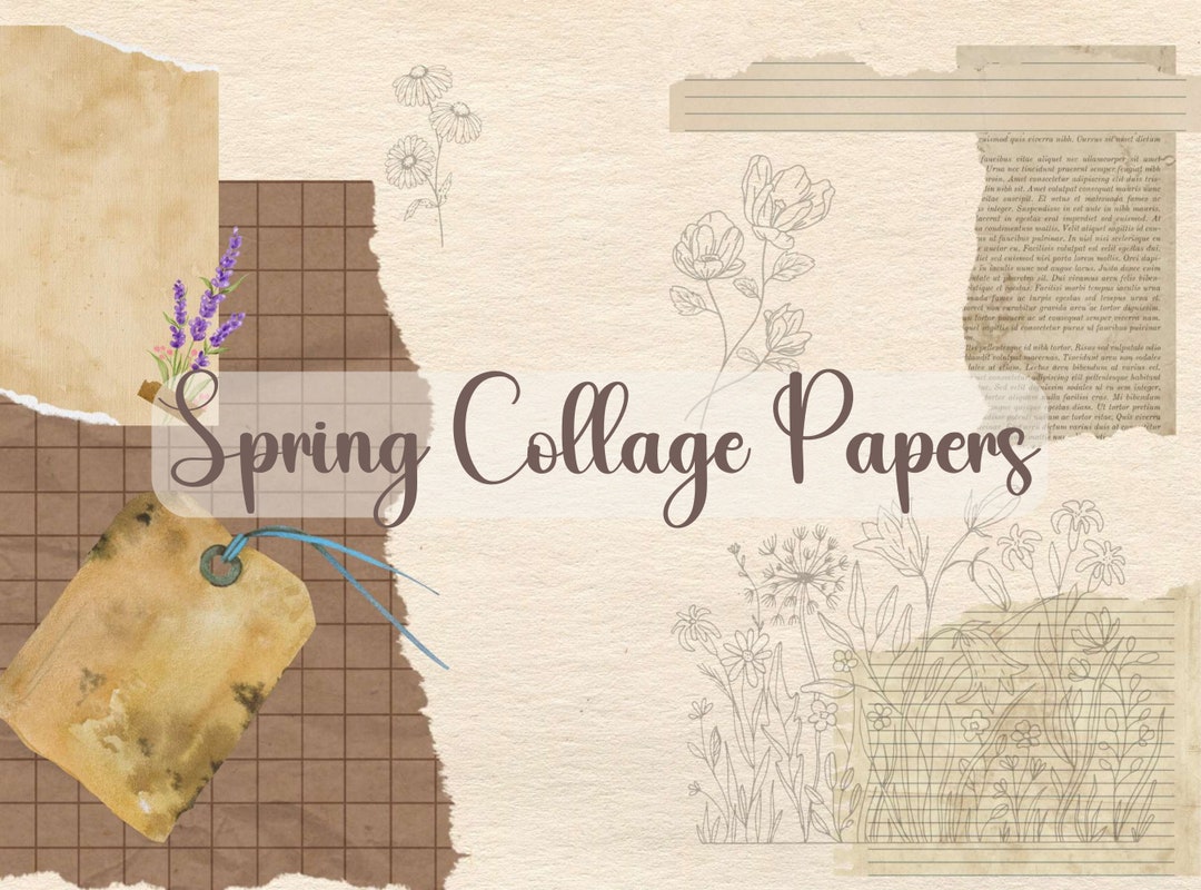 Spring Flowers Digital Paper, Collage Papers, Digital Ephemera, Junk ...