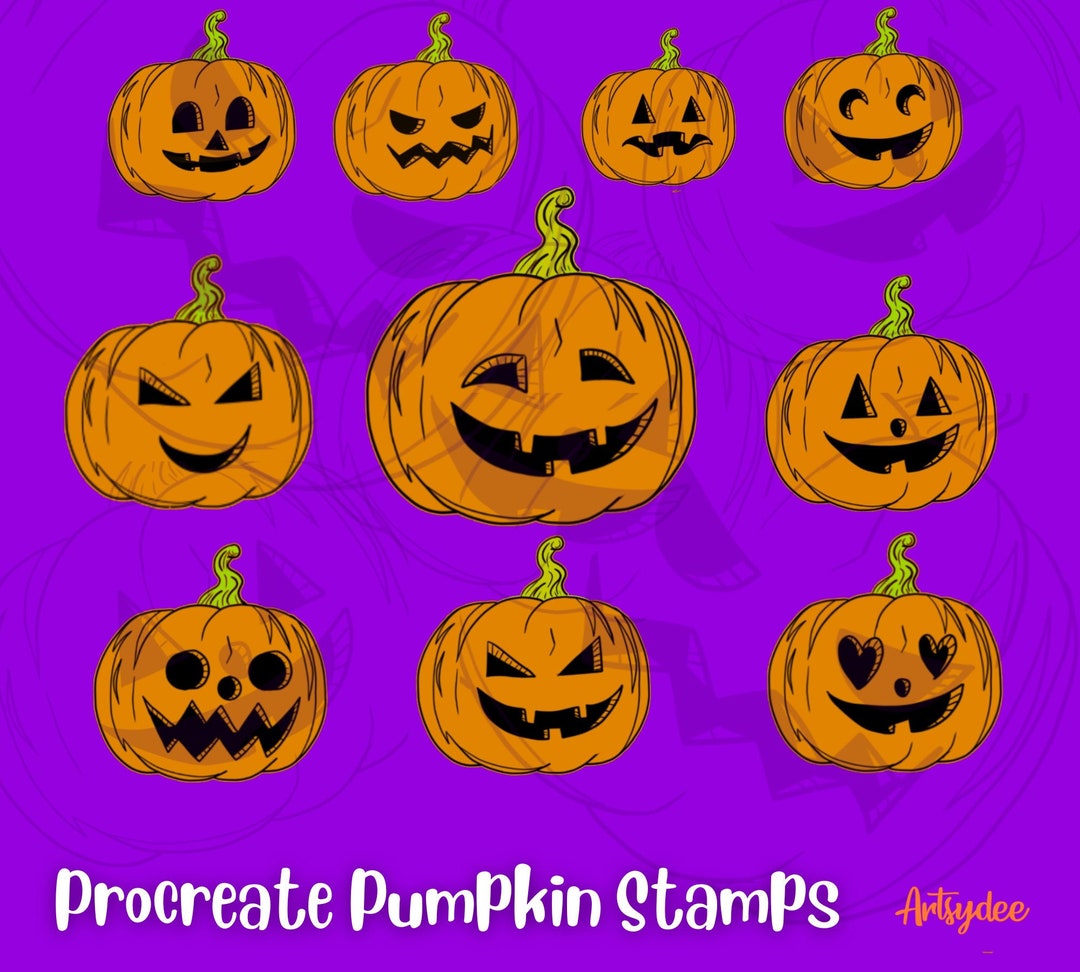 Pumpkin Faces, Procreate Fall, Halloween Procreate Brushes Procreate ...