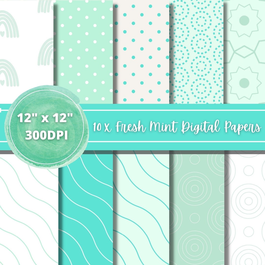 Mint Digital Papers, Fresh Mint Digital Paper Pack, Seamless Digital ...