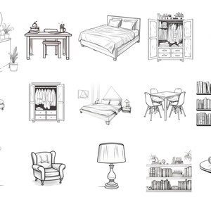 50 Procreate Furniture Stamps, Procreate Stamps, Procreate Brushes ...