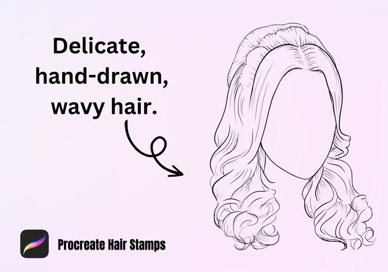 32 Procreate Hair Stamps, Procreate Hair Brushes, Procreate Wavy Hair ...