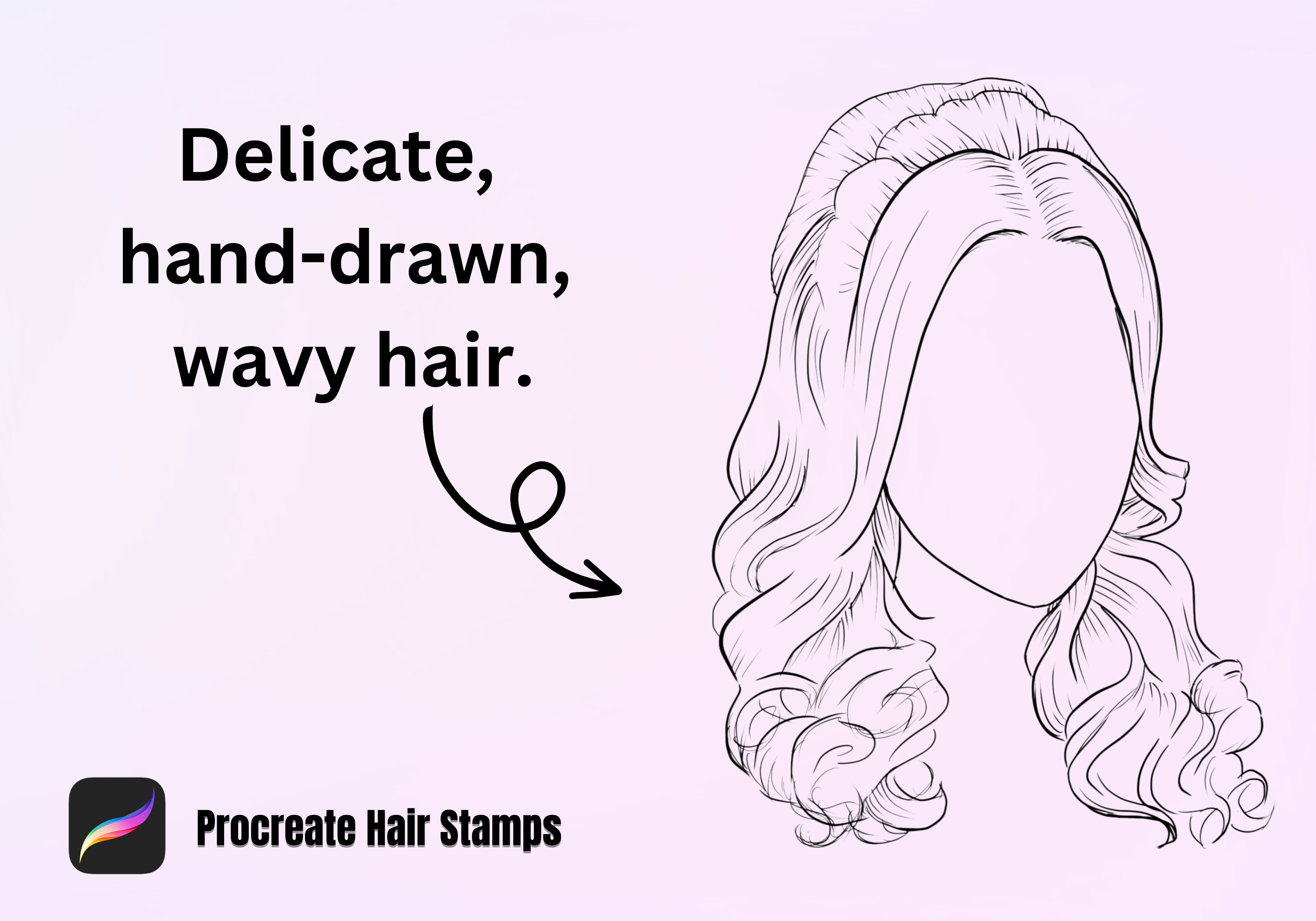32 Procreate Hair Stamps, Procreate Hair Brushes, Procreate Wavy Hair ...